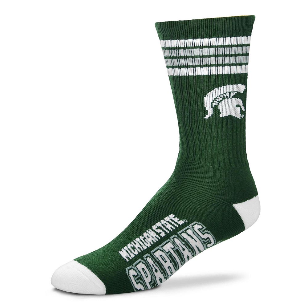 Men's For Bare Feet Michigan State Spartans Deuce Striped Crew Socks