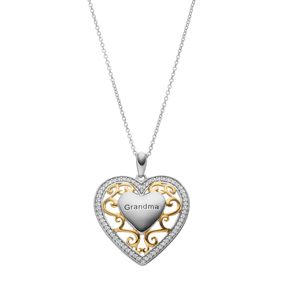 Sentimental Expressions Two Tone Sterling Silver Cubic Zirconia ...