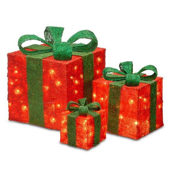 National Tree Company Sisal Christmas Gift Boxes Table Decor