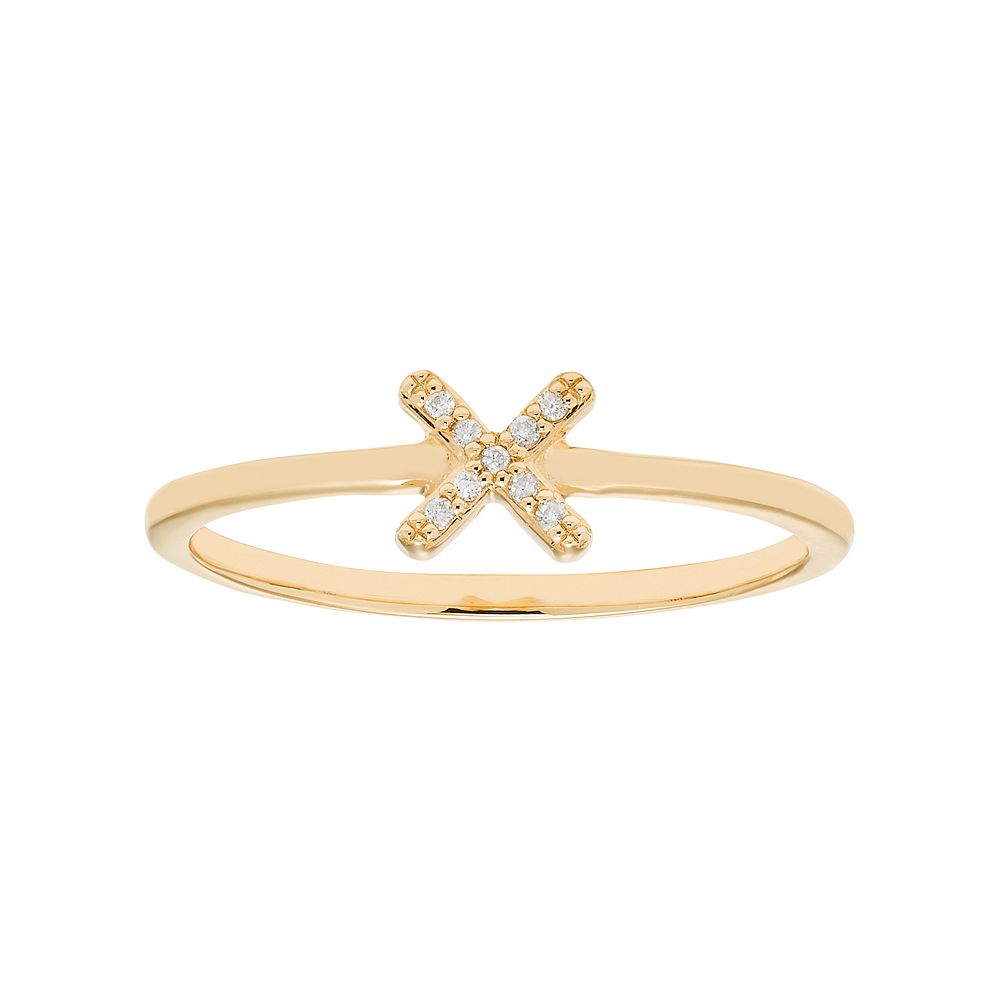 10k Gold Diamond Accent X Ring