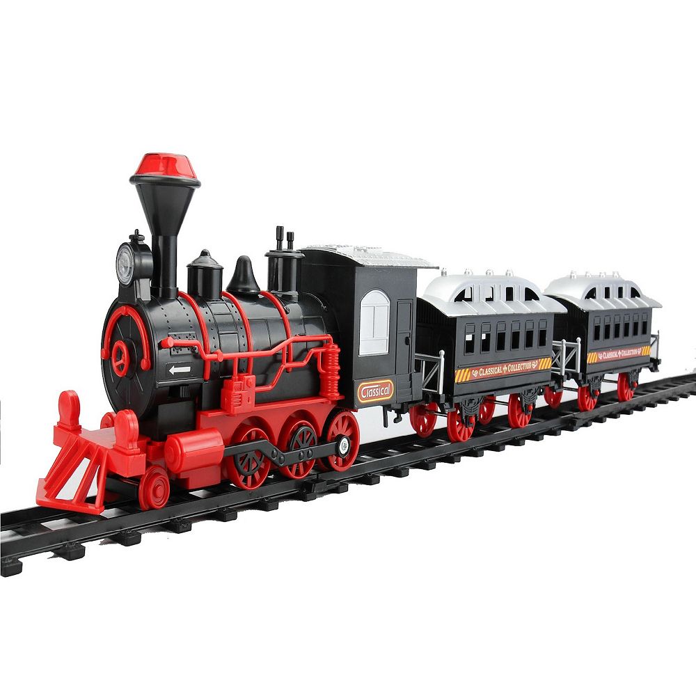 Red & Black Battery Operated Lighted and Animated 13-Piece Train Set
