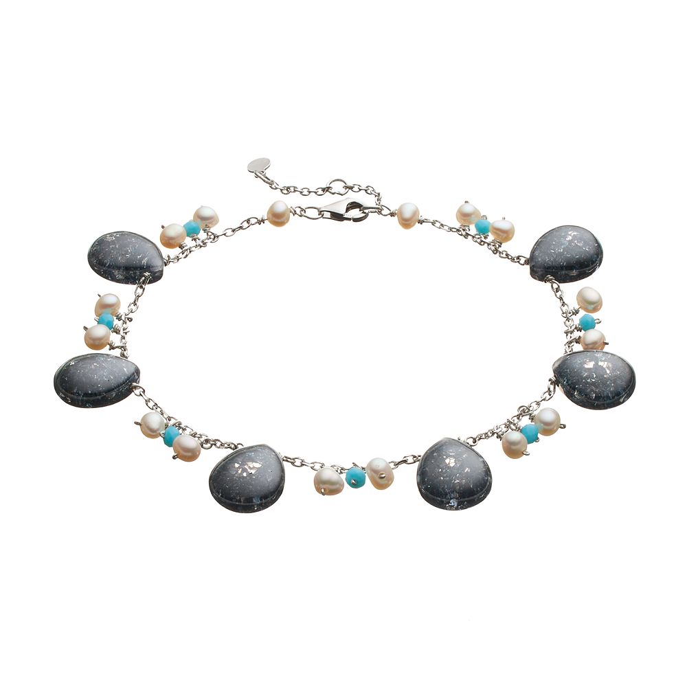 Argento Bella Sterling Silver Gemstone Charm Bracelet