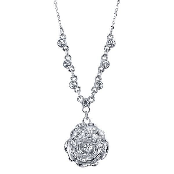 1928 Simulated Crystal Rosette Necklace