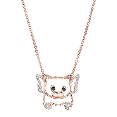 Sophie Miller 14k Rose Gold Over Silver Cubic Zirconia Pig Pendant