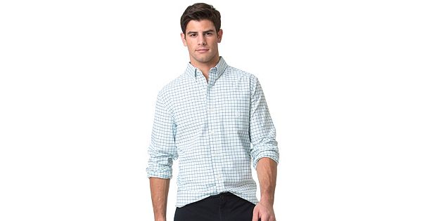 Mens Chaps Classic Fit Plaid Stretch Oxford Button Down Shirt