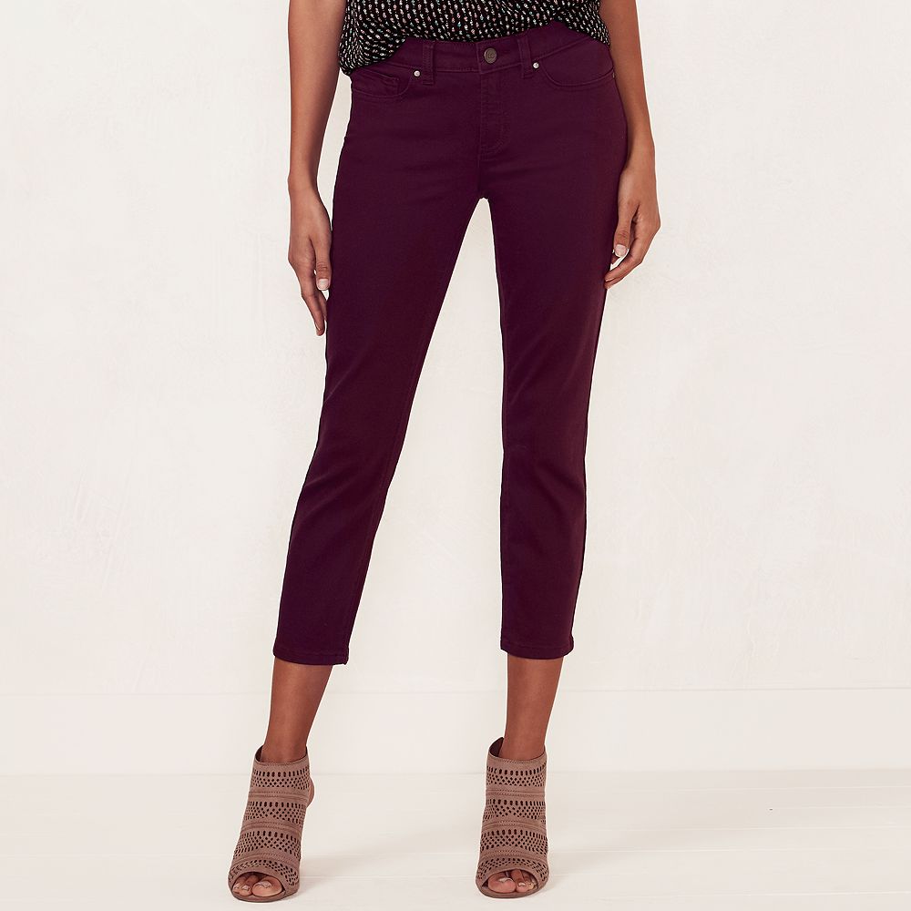 Women's LC Lauren Conrad Maroon Skinny Capri Jeans