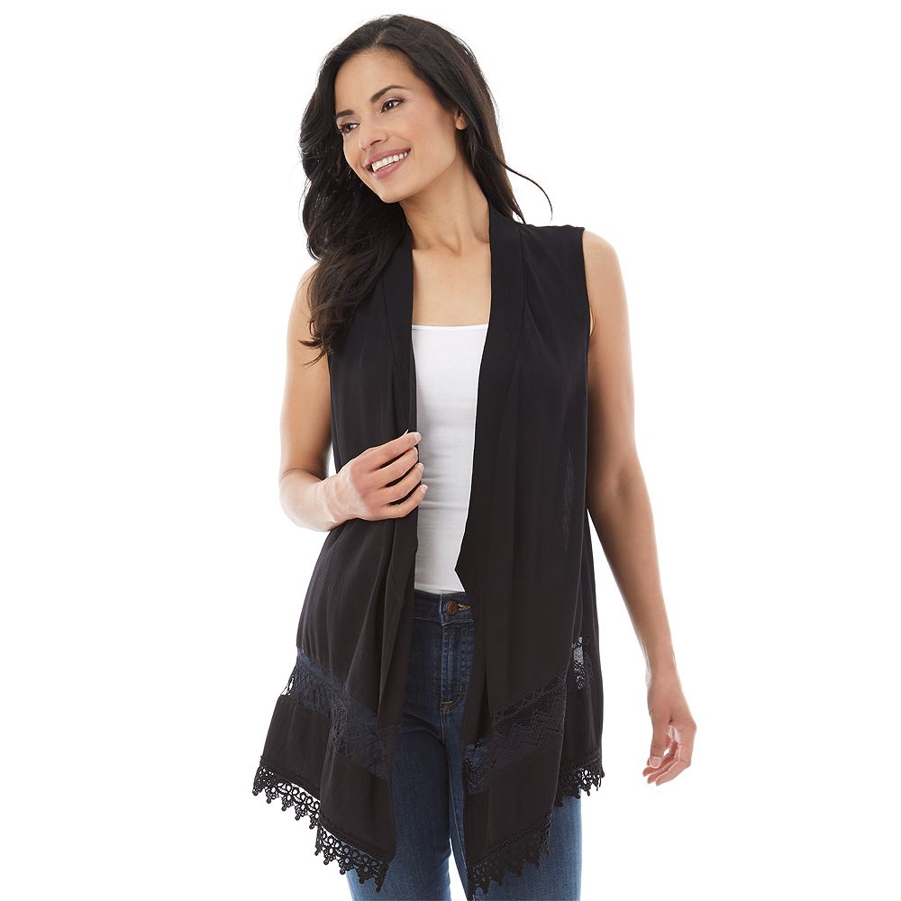 Women's AB Studio Lace-Hem Cozy Vest