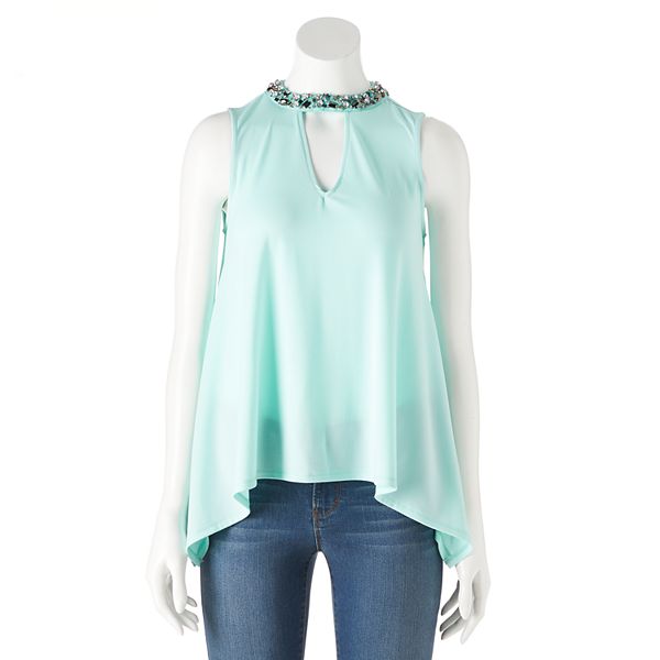 Women's Jennifer Lopez Embellished Keyhole Swing Tank