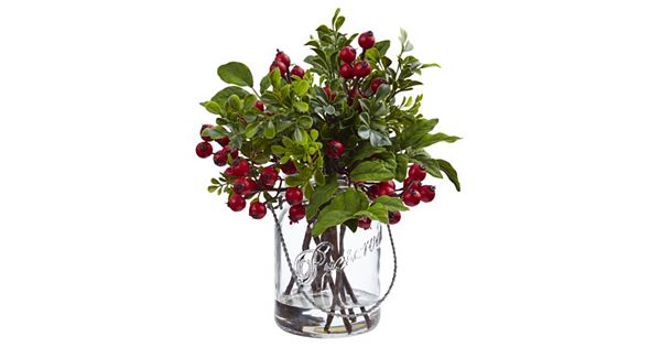 nearly natural Artificial Berry Boxwood Arrangement