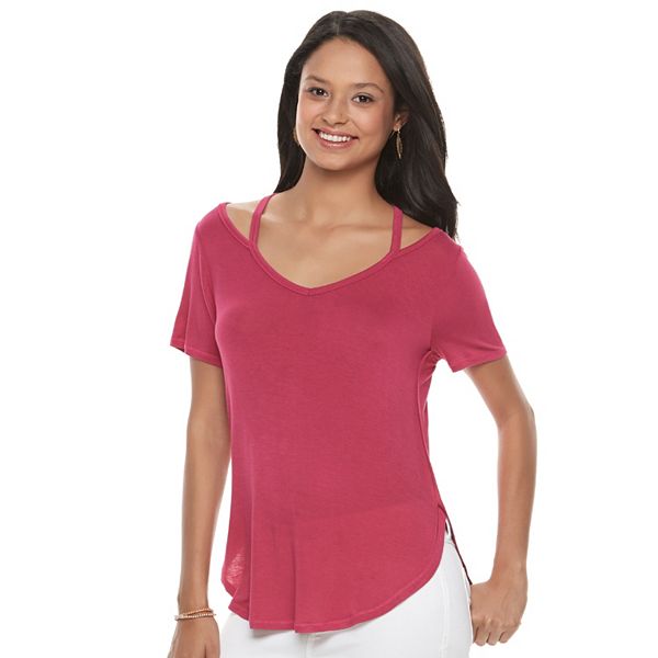 Juniors' Mudd® Strappy V-Neck Tee