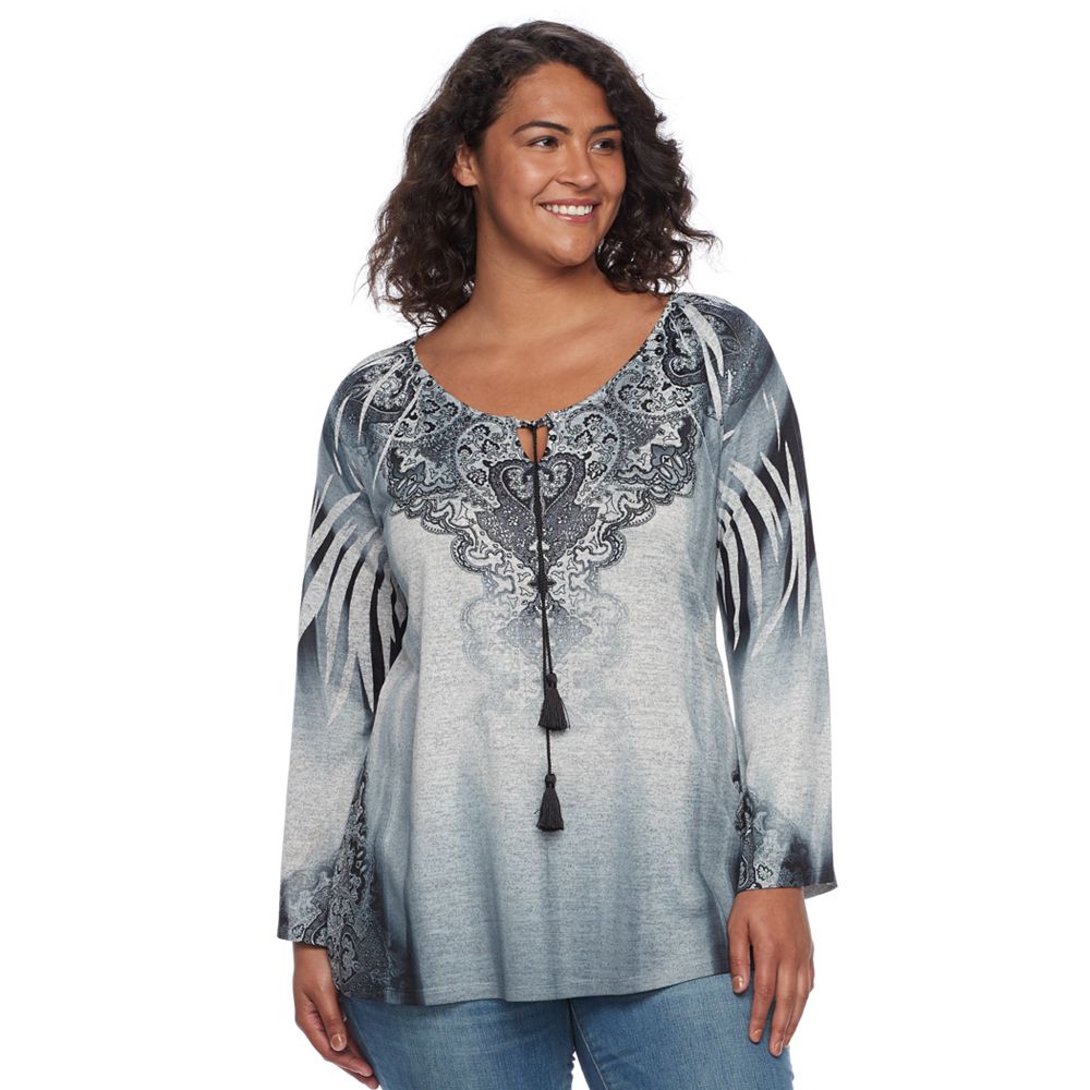 Plus Size World Unity Printed Peasant Top