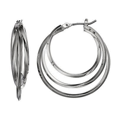 Simply Vera Vera Wang Tiered Nickel Free Triple Hoop Earrings Women s Jet Tone