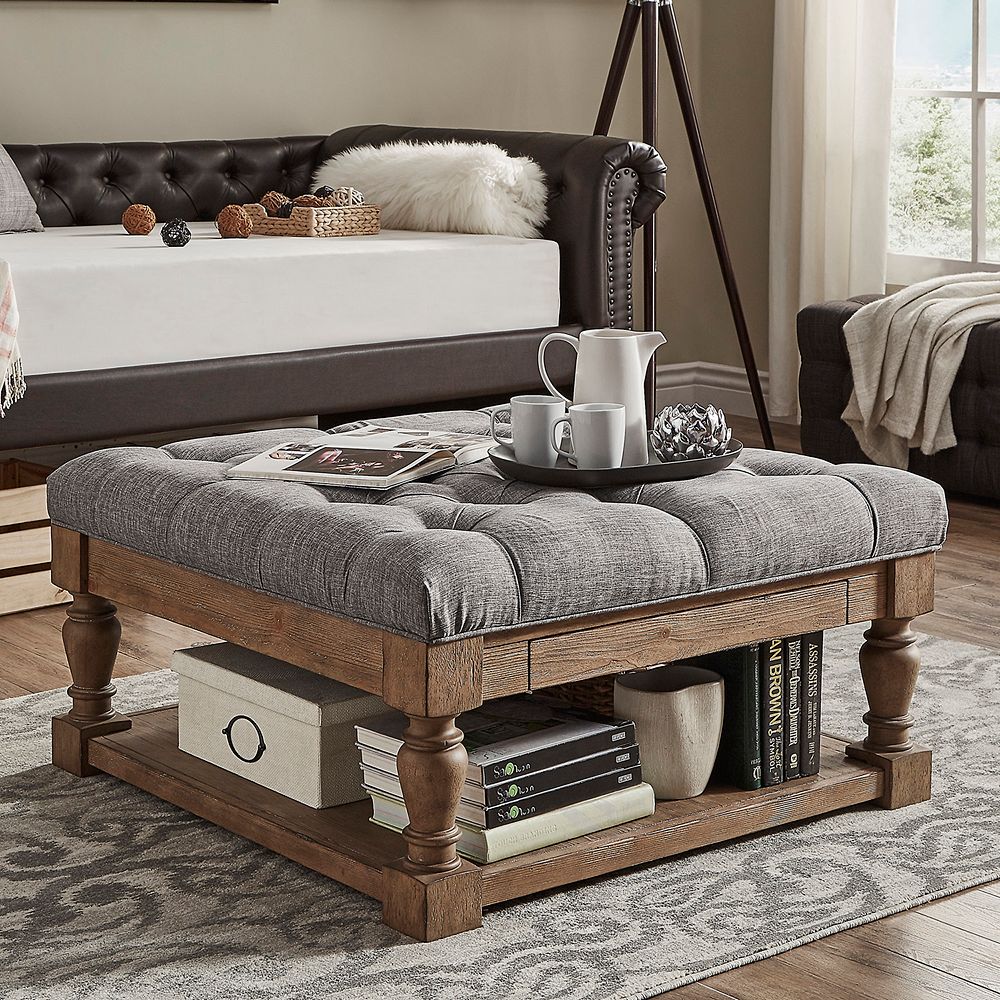 HomeVance Button Tufted Upholstered Coffee Table