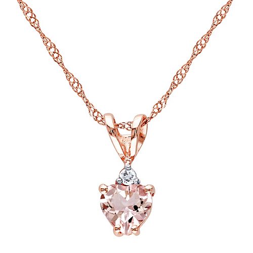 Stella Grace 10k Rose Gold Morganite & Diamond Accent Heart Pendant