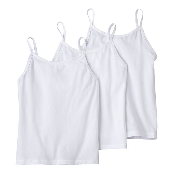 Girls 4-12 Hanes® 3-pk. Solid White Camis