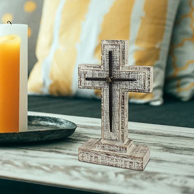 Stonebriar Collection Wood Cross Table Decor