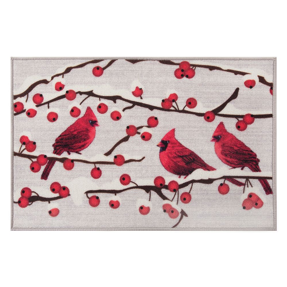 Loomaknoti Holiday Cardinal Winter Berries Rug - 20" x 30"