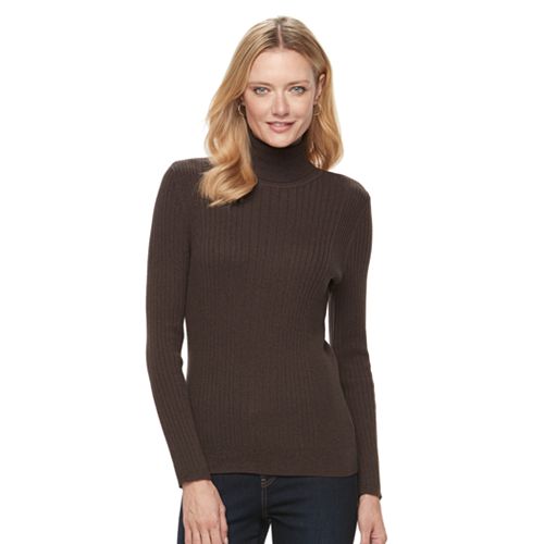 Womens Croft And Barrow® Essential Ribbed Turtleneck Sweater