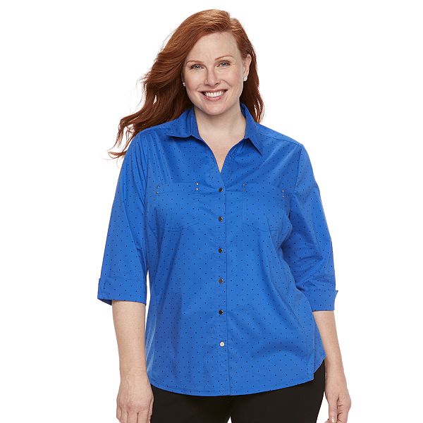 Plus Size Women's Croft & Barrow® Knit-to-Fit Shirt