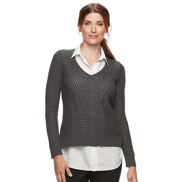 Women's Croft & Barrow® 2-Fer Sweater