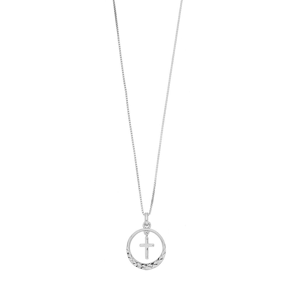Timeless Sterling Silver Cross Dangle Pendant Necklace