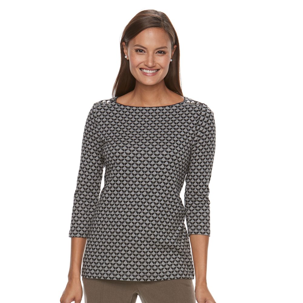 Women's Croft & Barrow® Button-Shoulder Top