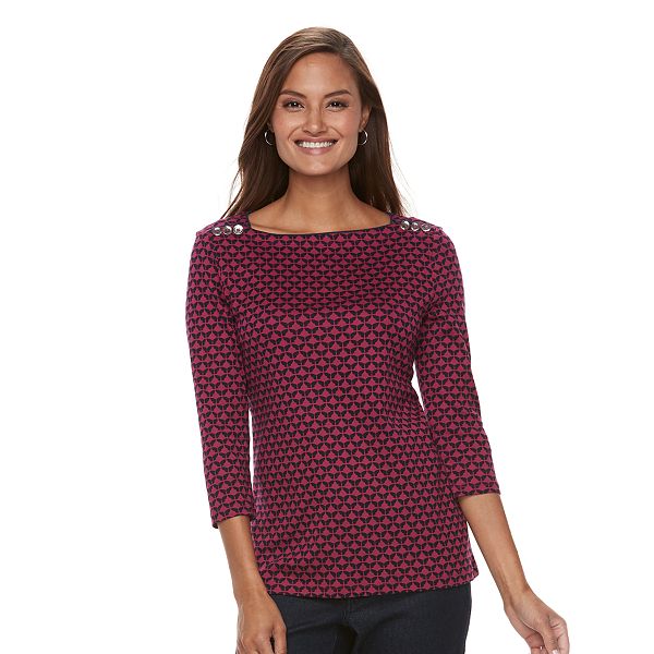 Women's Croft & Barrow® Button-Shoulder Top