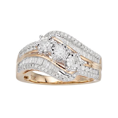 10k Gold 3/4 Carat T.W. Diamond 3-Stone Ring
