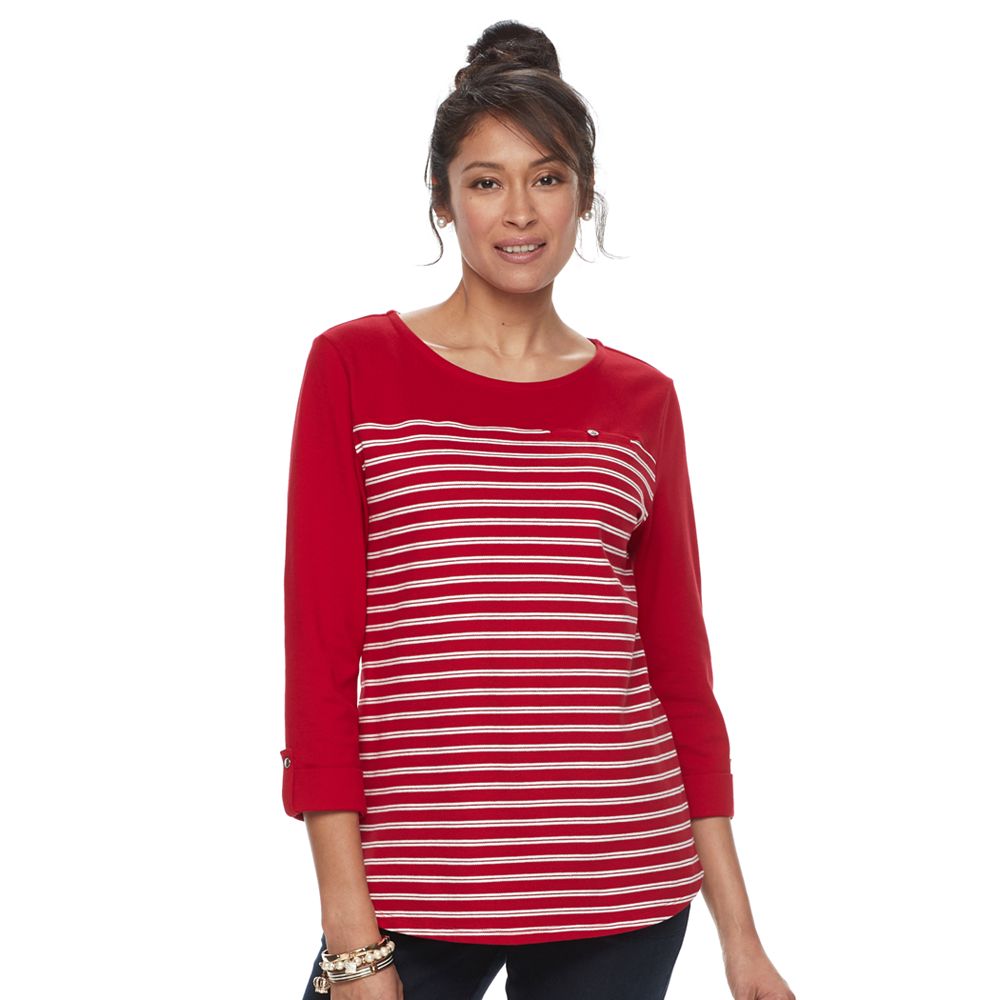 Women's Croft & Barrow® Roll-Tab Pique Top