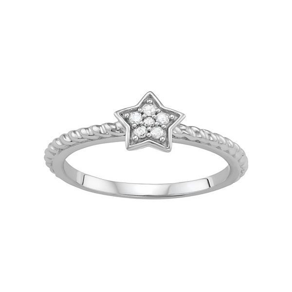 Jewelexcess Sterling Silver Diamond Accent Star Ring