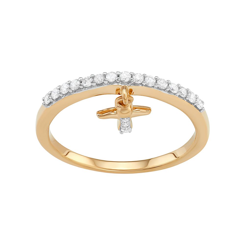 Jewelexcess Sterling Silver 1/5 Carat T.W. Diamond Angel Charm Ring