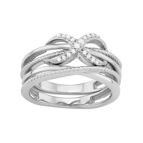 Jewelexcess Sterling Silver 1/10 Carat T.W. Diamond Infinity Ring Set