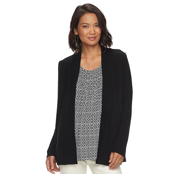 Women's Croft & Barrow® Ribbed Sleeve Cardigan