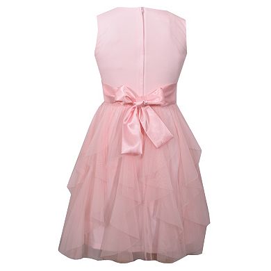Girls 7-16 Bonnie Jean Sequin Flower Applique Bodice & Spiral Ruffle ...