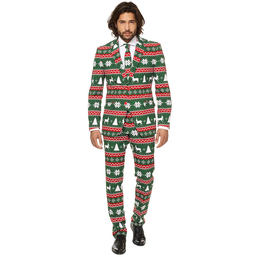 Men's OppoSuits Slim-Fit Holiday Novelty Suit & Tie Set