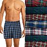 Men's Hanes® Classics 5-pack + 2 Bonus Full-Cut Plaid Woven Boxers