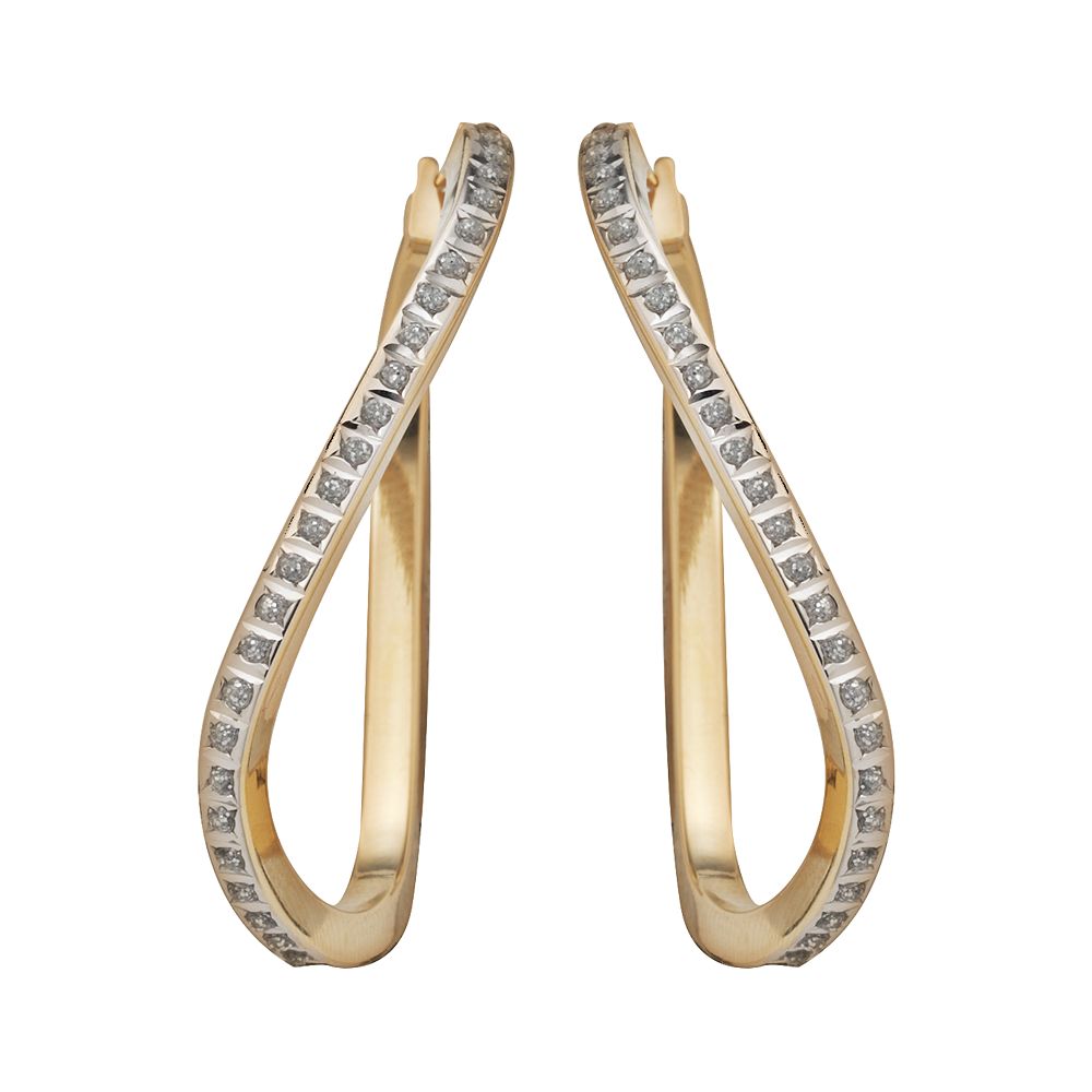 Diamond Fascination® 14k Gold Diamond Accent Wavy Hoop Earrings