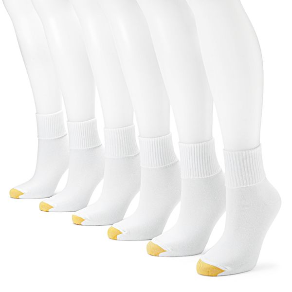 Womens Goldtoe® 6 Pack Turn Cuff Socks