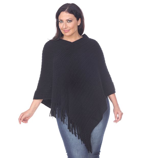Plus Size Fringed Poncho