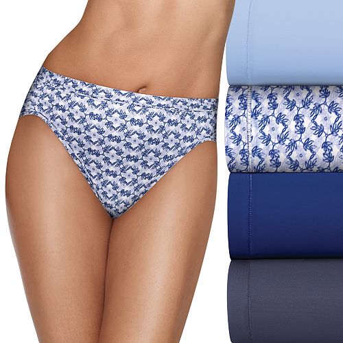 Hanes Ultimate 4 Pack Comfort Microfiber Cool Comfort Hi Cut Panty Hxmfhc