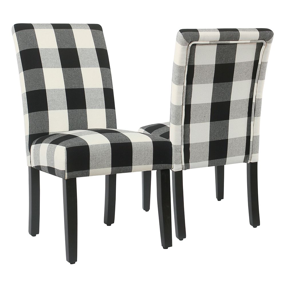 HomePop Parsons Dining Checkered Chair 2-piece Set
