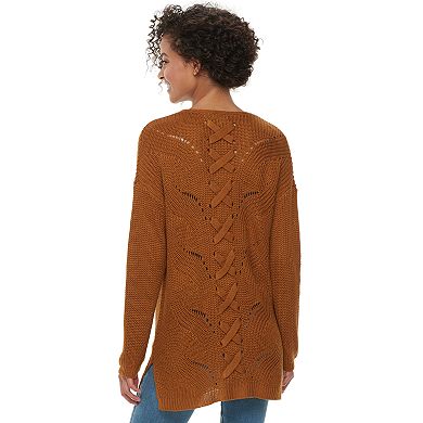 Juniors' Pink Republic Pointelle Cardigan