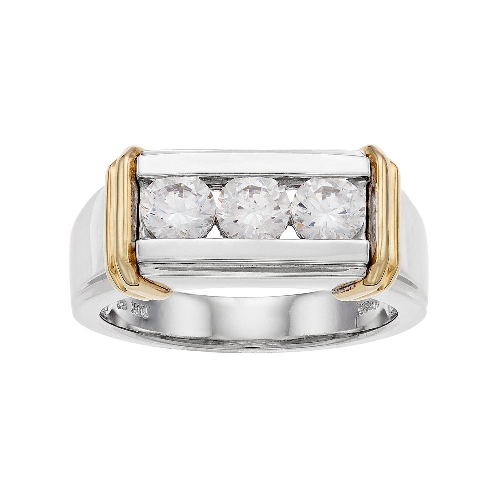 LeRose by Lexi and Rose Men's Two Tone Sterling Silver Cubic Zirconia 3 ...