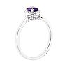 Sterling Silver Amethyst & Diamond Accent Oval Halo Ring