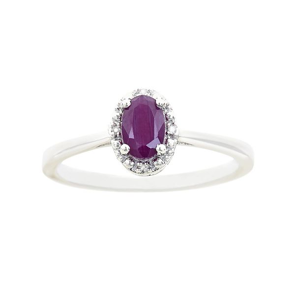 Celebration Gems Sterling Silver Ruby & Diamond Accent Oval Halo Ring