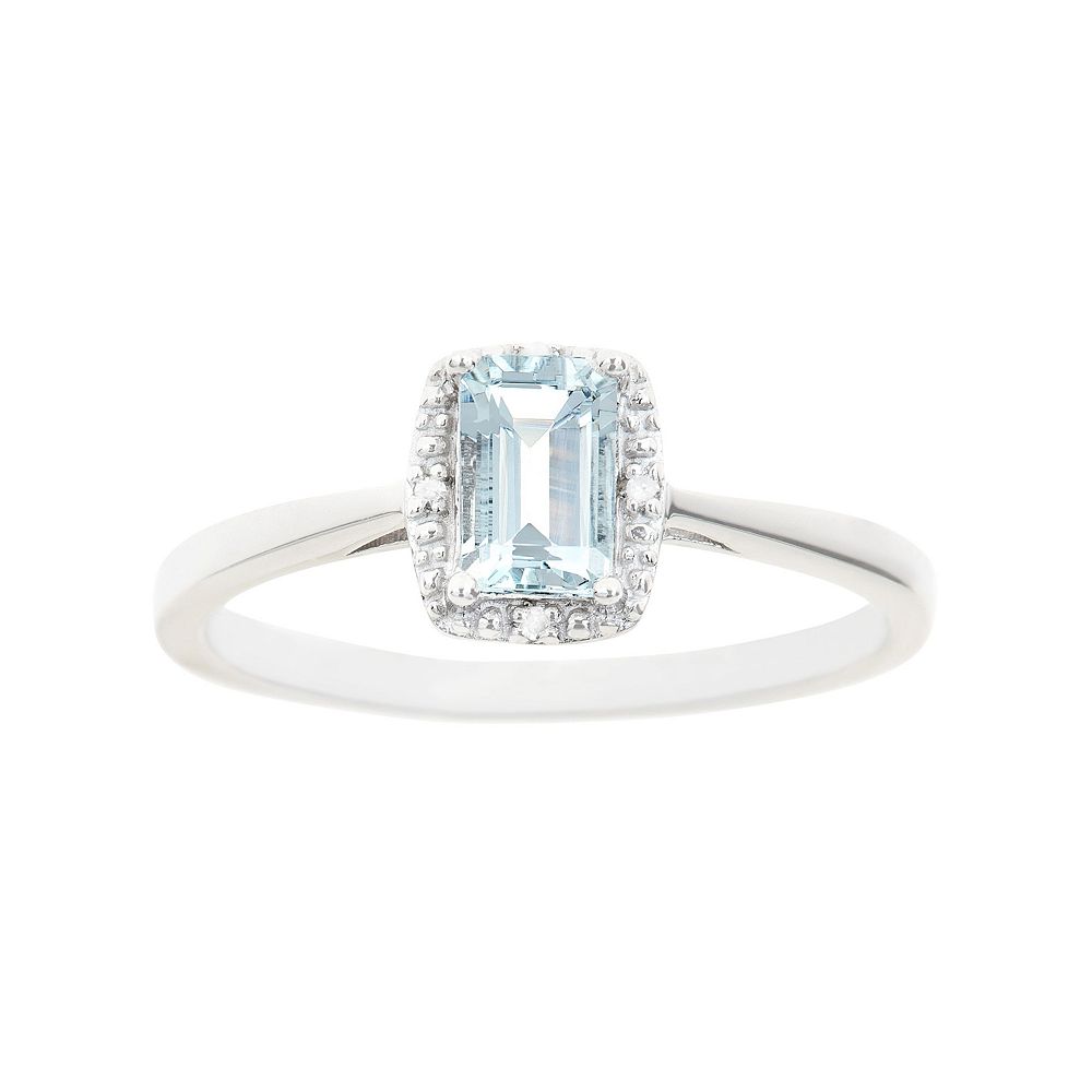 Celebration Gems Sterling Silver Aquamarine & Diamond Accent Rectangle ...