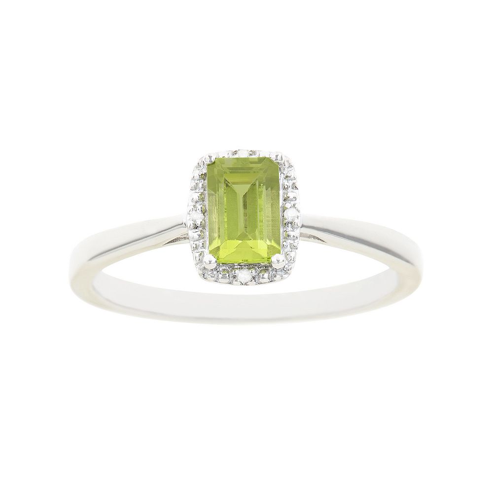Celebration Gems Sterling Silver Peridot & Diamond Accent Rectangle ...