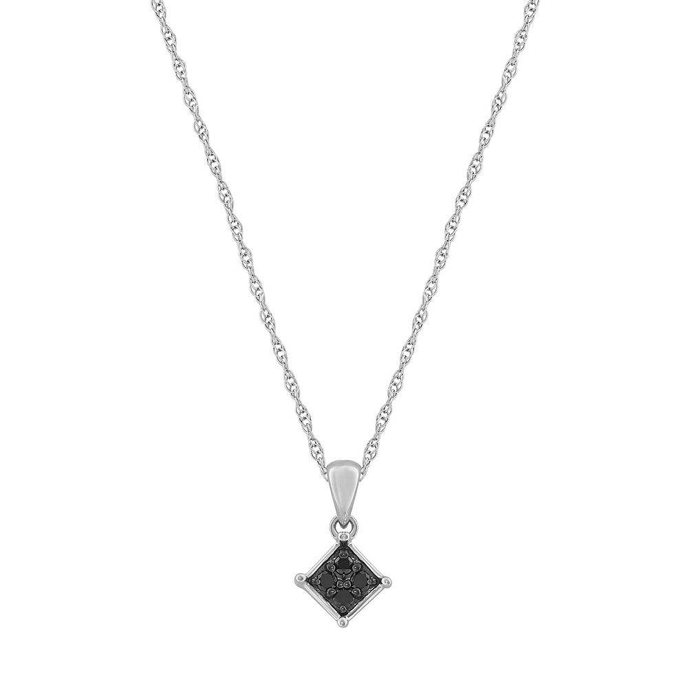 Celebration Gems 10k Gold 1/10 Carat T.W. Black Diamond Square Cluster ...