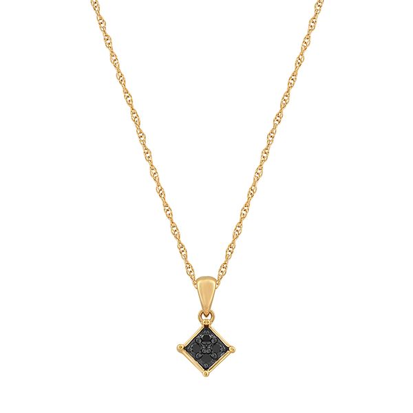 Celebration Gems 10k Gold 1/10 Carat T.W. Black Diamond Square Cluster ...