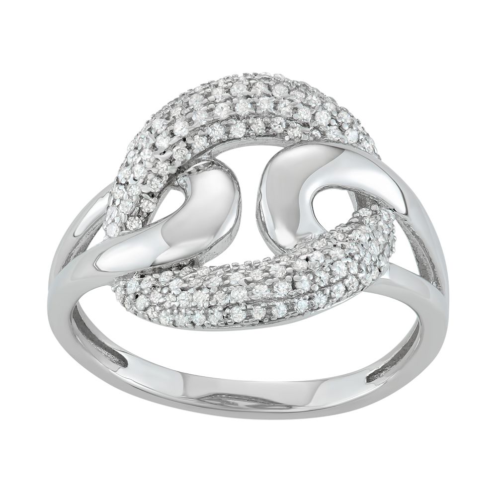 Jewelexcess Sterling Silver 1/3 Carat T.W. Diamond Interlocking Ring